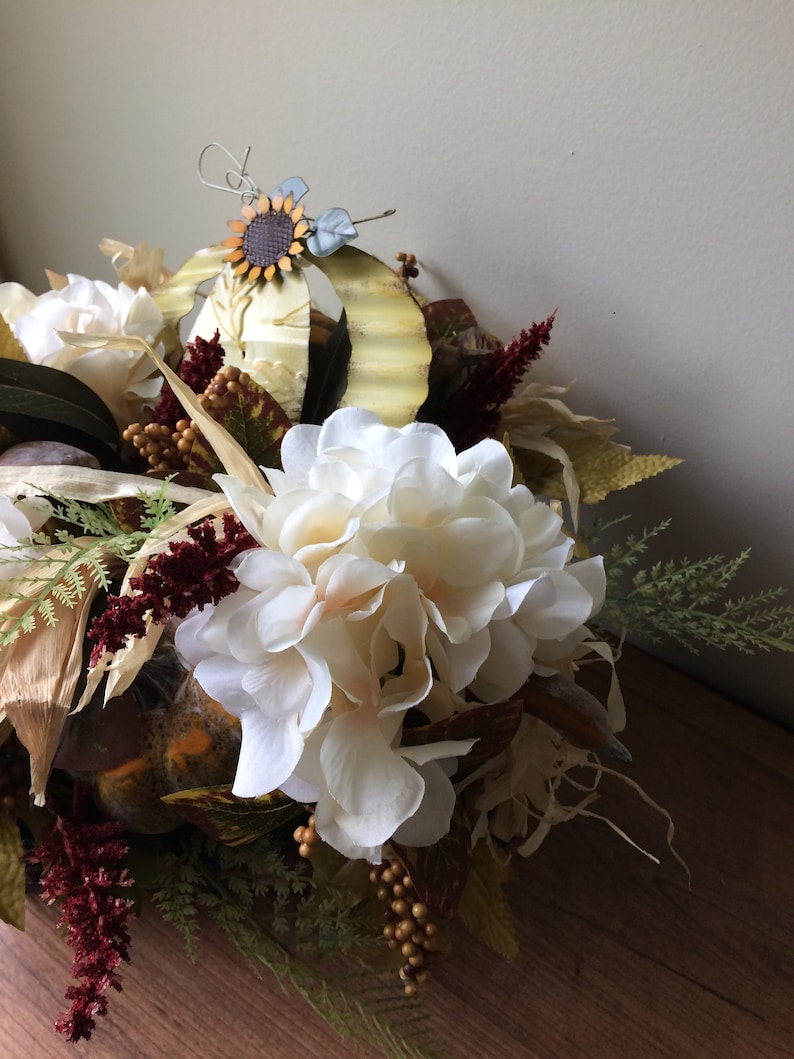 Hydrangea Flower Arrangement Fall Decoration Farmhouse | Etsy
