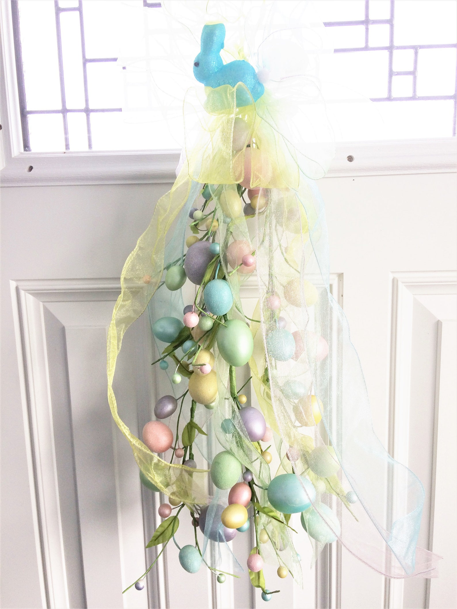 Easter Bunny Swag Front Door Swag Easter Swag Spring Door | Etsy