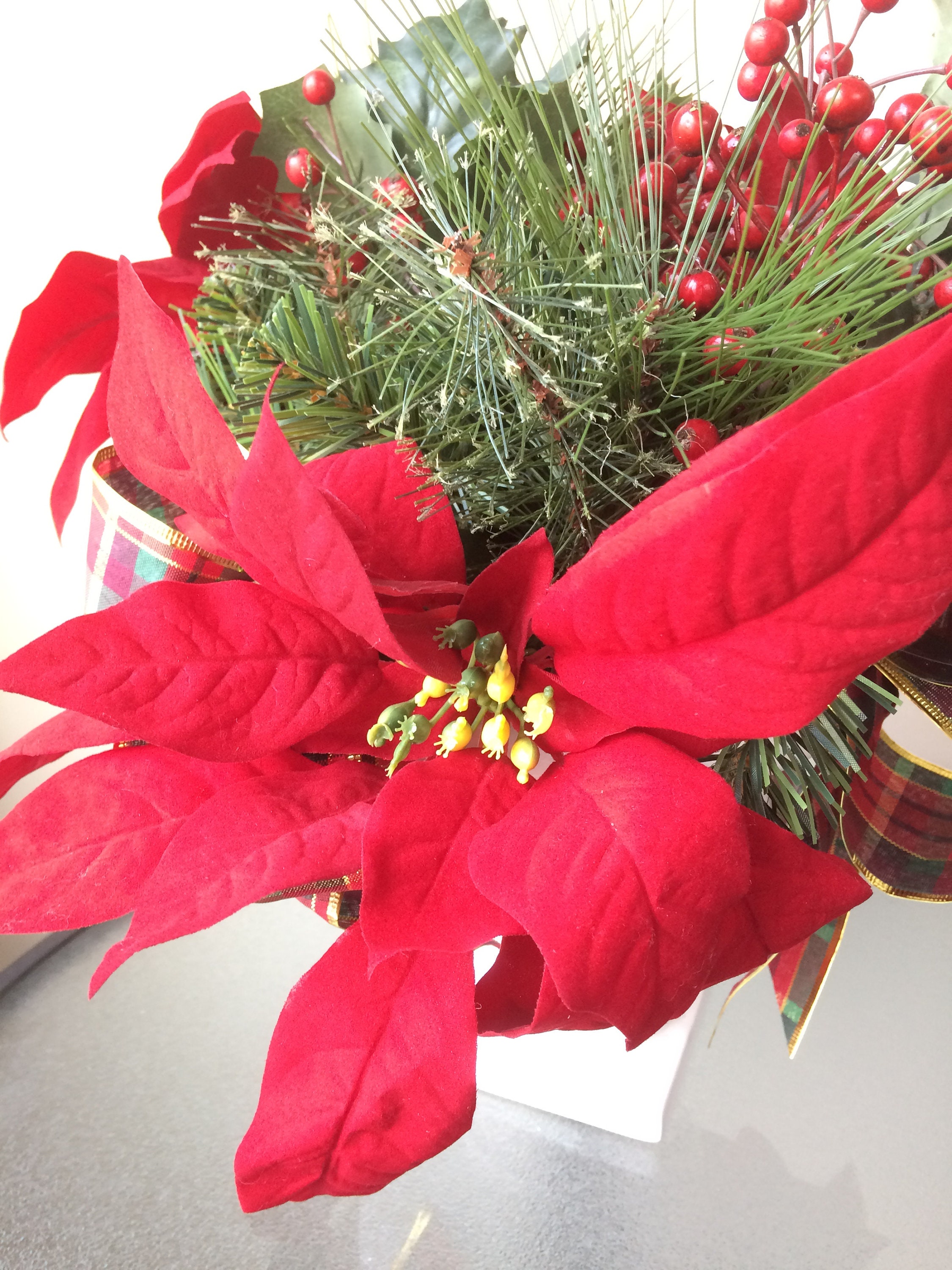 Red Poinsettia Flower Arrangement Holiday Floral Bouquet - Etsy