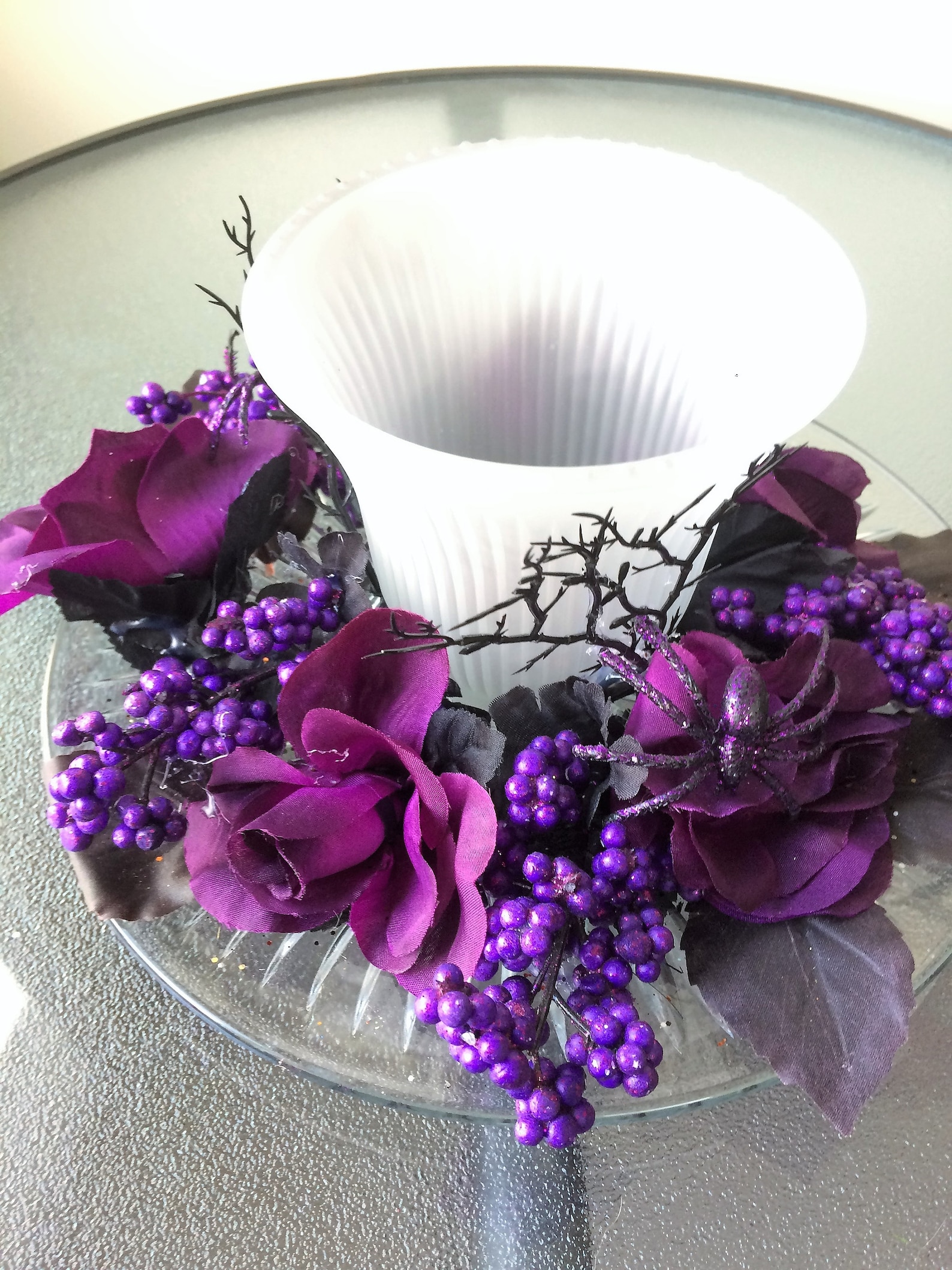 Purple Rose Flower Arrangement Fall Arrangement Small Silk - Etsy