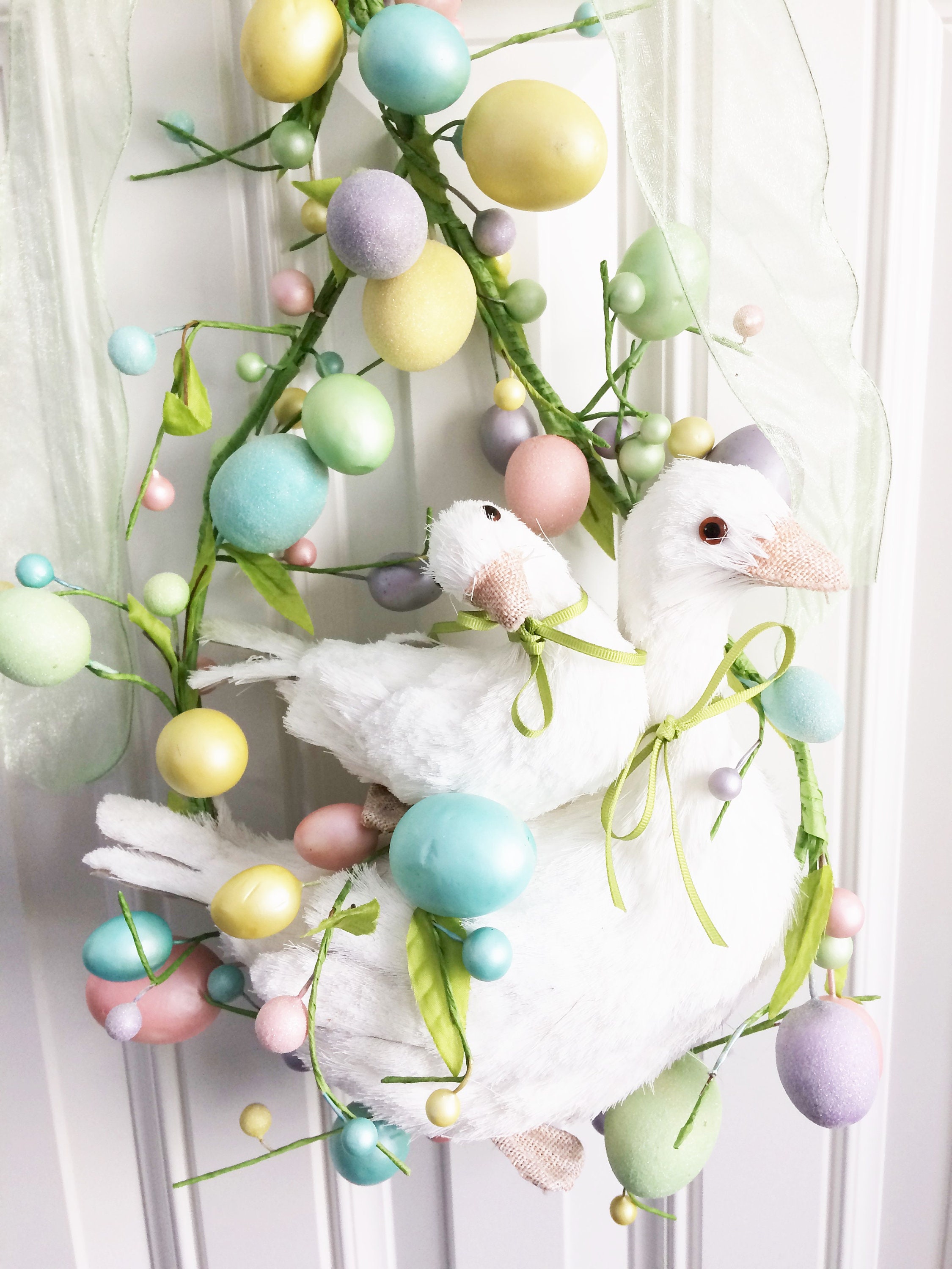 Easter Goose Door Swag: Pastel Eggs & Berries Spring Decor - Etsy