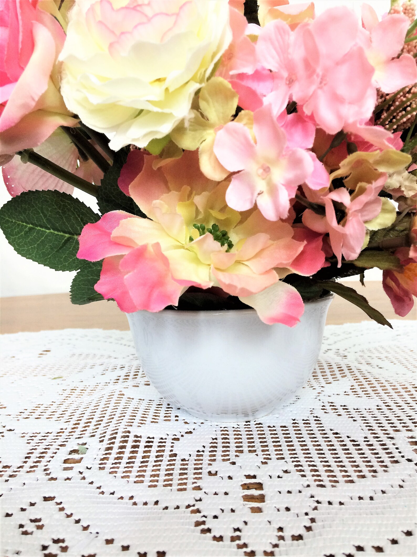 Pink Rose Flower Arrangement Silk Flower Centerpiece Summer - Etsy