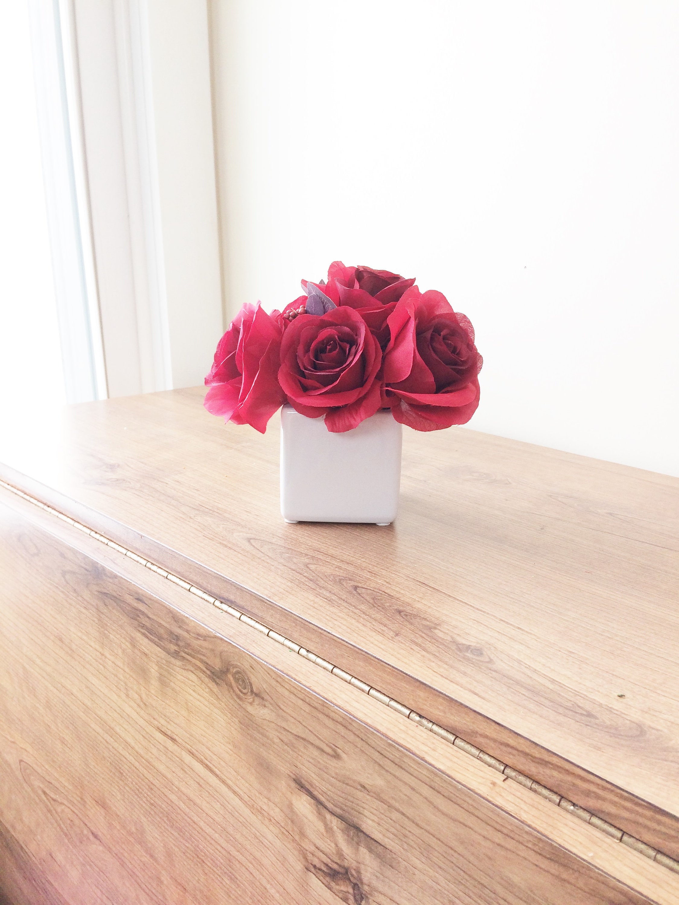 Mini Rose Flower Arrangement Artificial Centerpiece Silk | Etsy