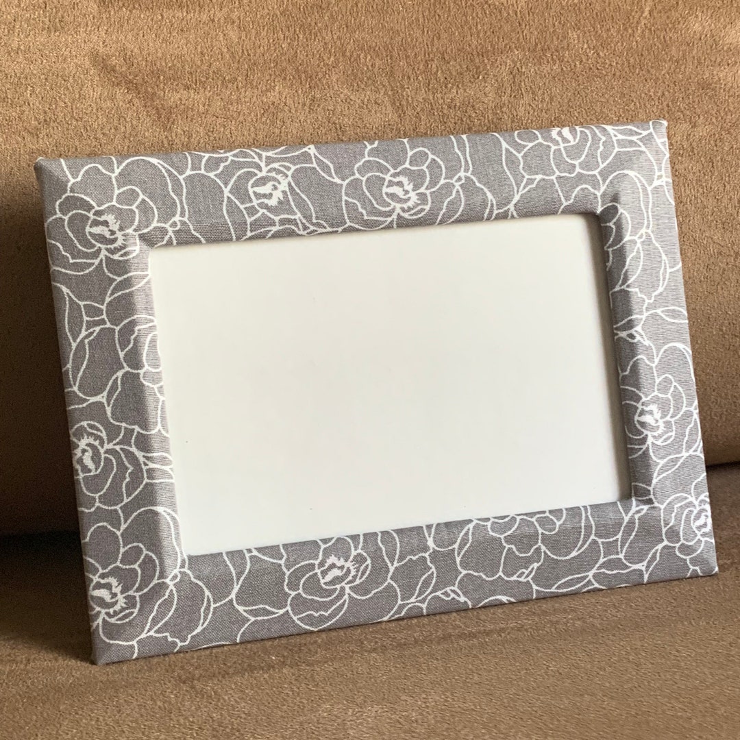 Gray Floral Fabric-covered Frame - Etsy