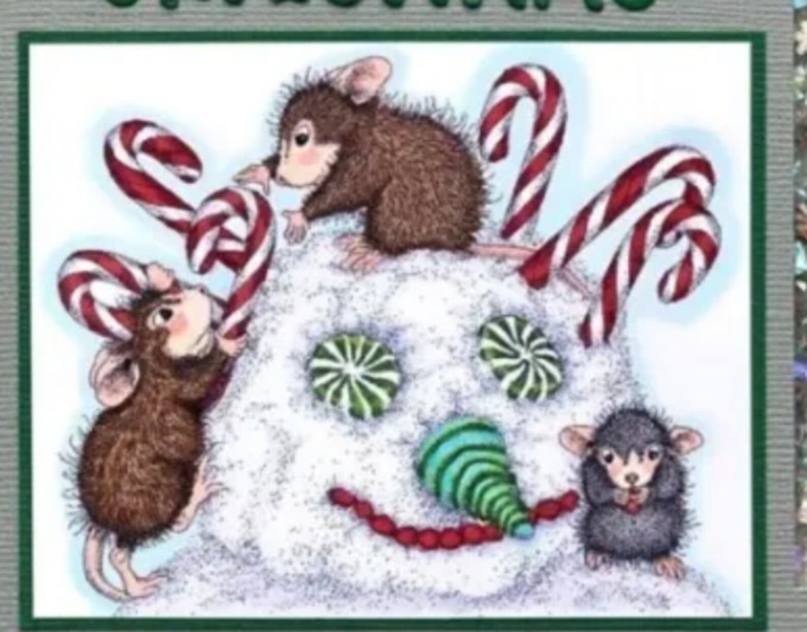 New House Mouse Building Snowman With Candy Cane Hair Cling Stamp - Etsy