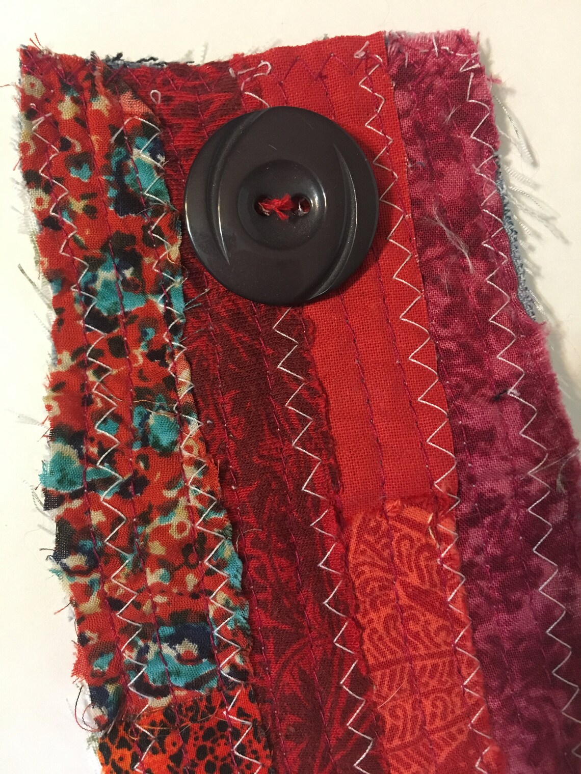 Red Bohemian Fabric Cuff Gypsy Fabric Bracelet Handmade Bohemian Fabric ...