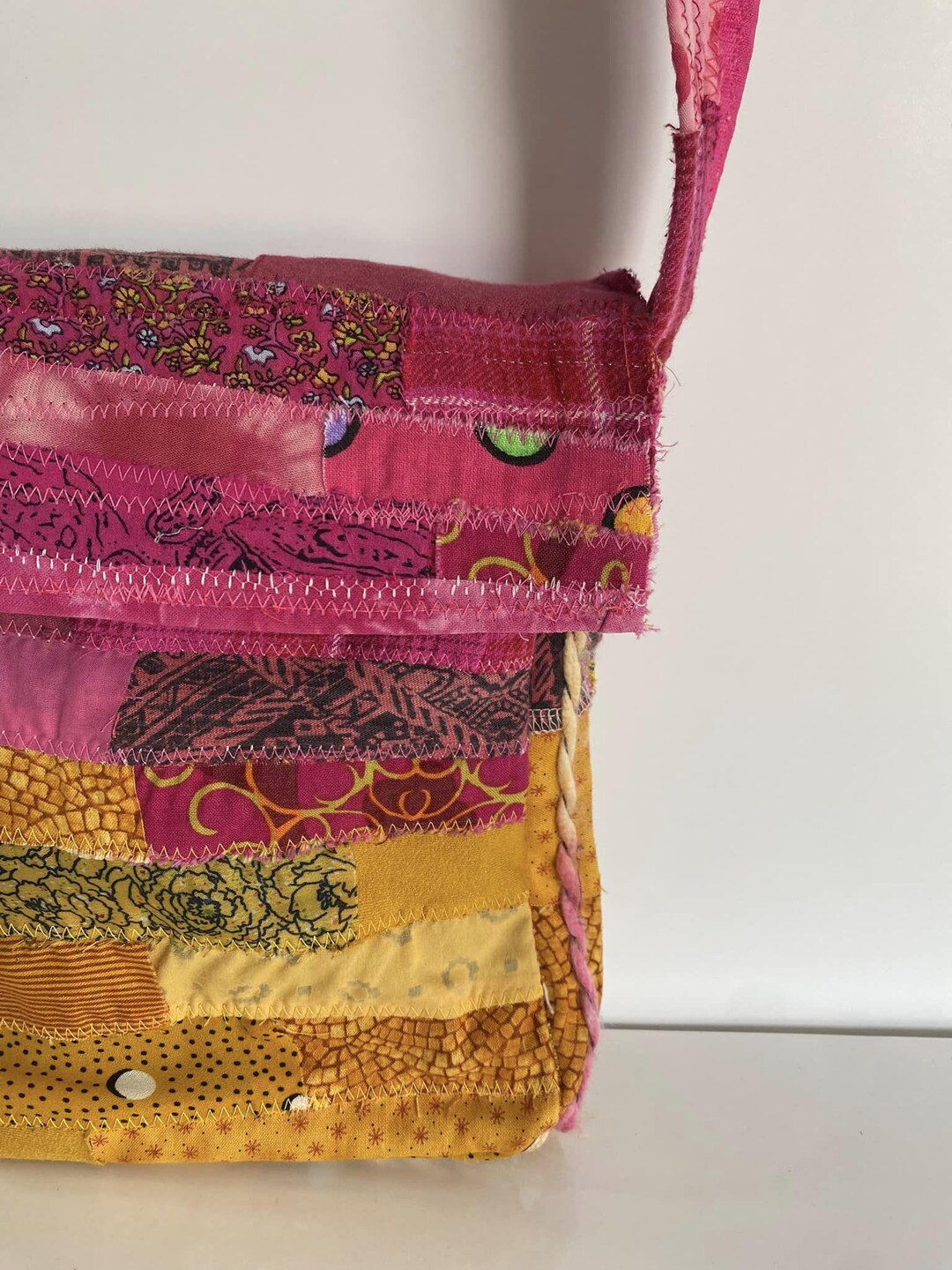 Bohemian Bag | Bright Boho Purse | Yellow & Magenta Shoulder Purse ...