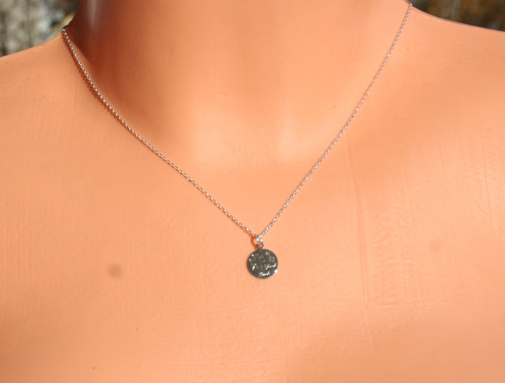 Sterling Silver Good Luck Necklace, Tiny Sterling Silver Necklace, Nice ...