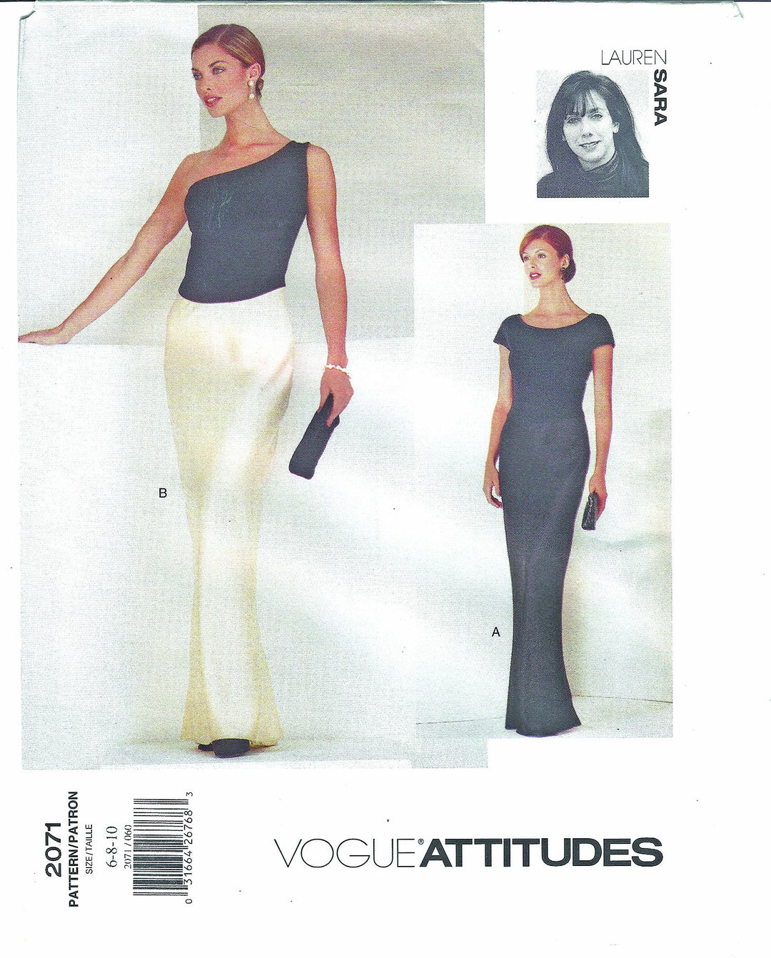 Lauren Sara Attitudes Original Vintage Vogue 2071 Pattern 1990s Factory ...