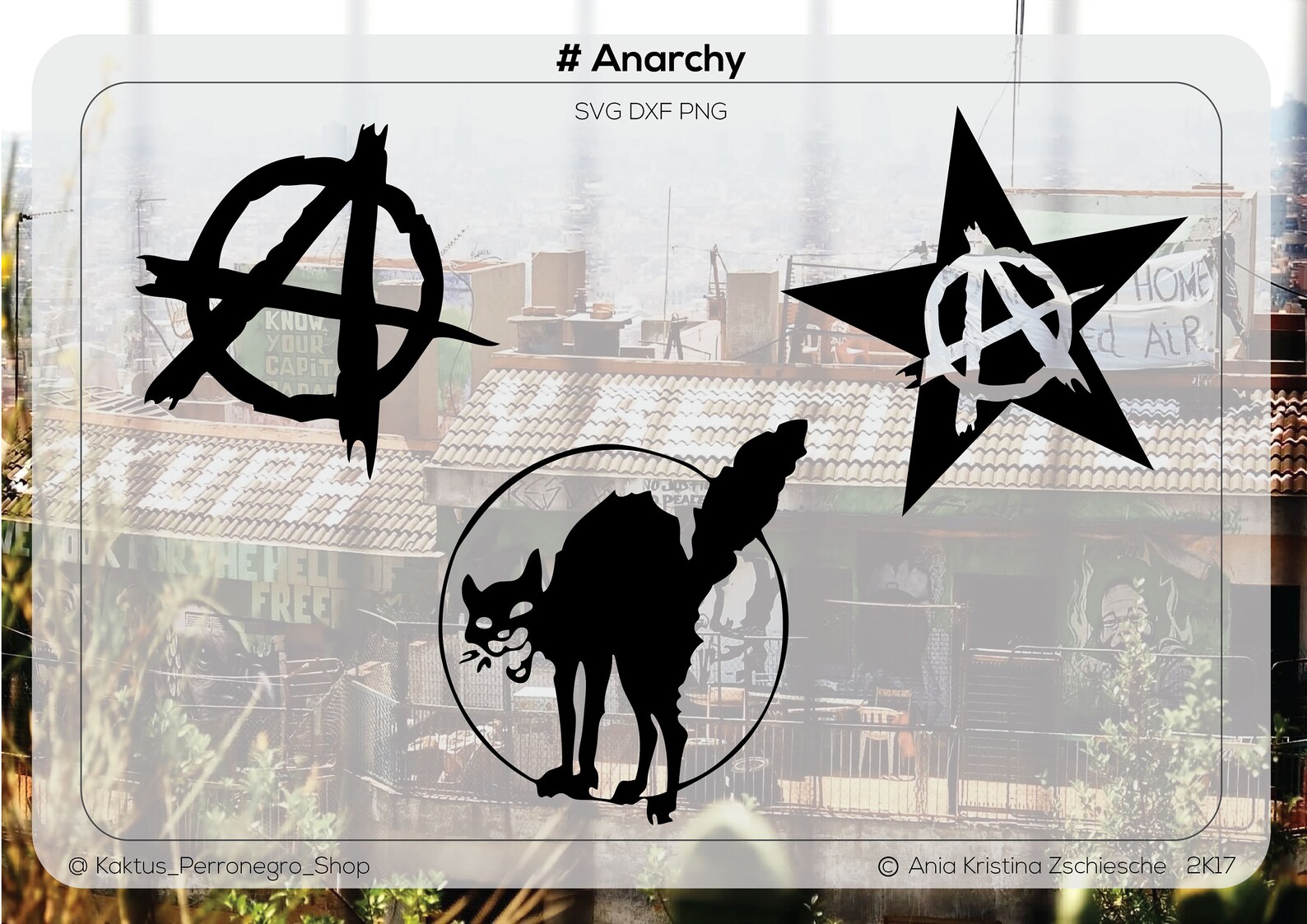 Plotter Cut File SVG DXF With Anarchy Punk, Skin, Oi, for Stencil, App ...