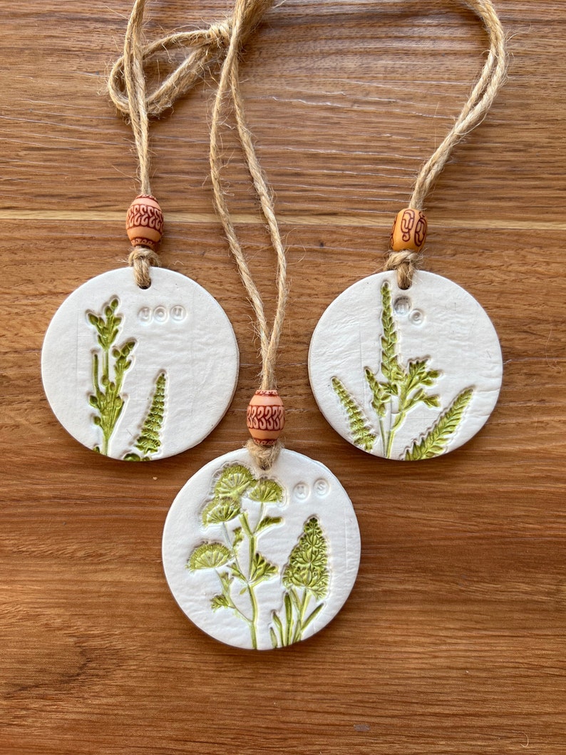 Set of 3, Handmade Clay Hanging Diffuser, Decoration, Air Freshener, Wildflower Clay Decoration ...
