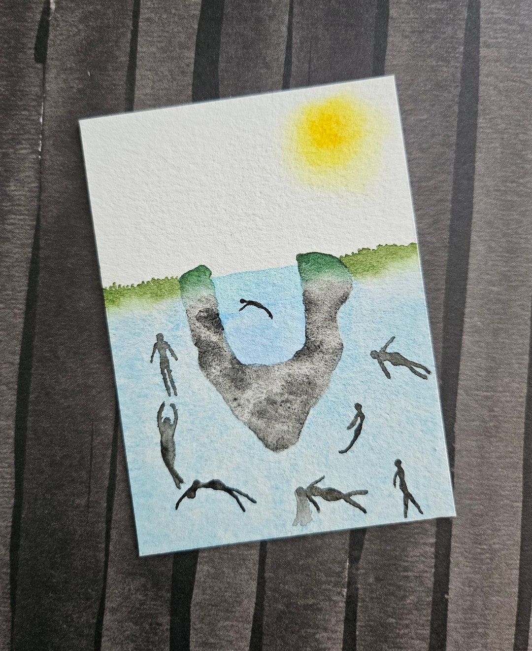 Hot Summer Day - Original Watercolor - Tiny Painting - ACEO - Swimming ...