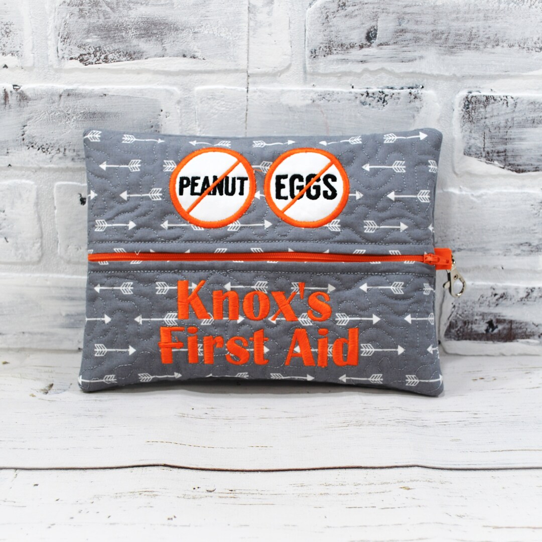 Gray Orange Personalized Emergency Medication Pouch Comes in 3 Sizes ...