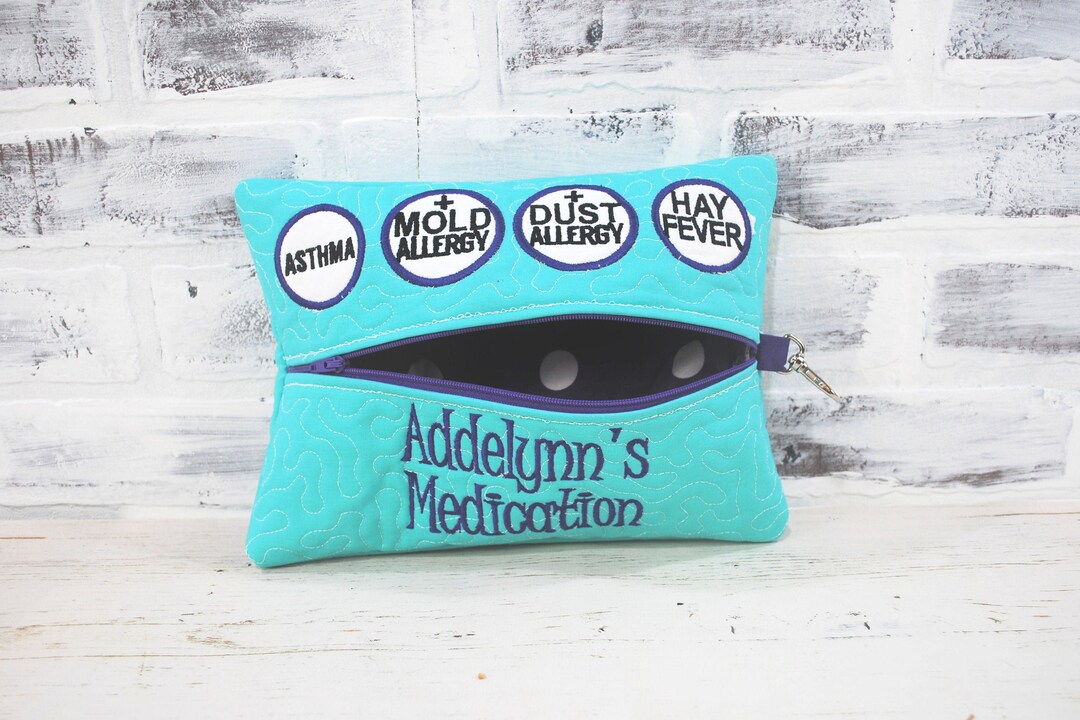 Teal Purple Personalized Emergency Medication Pouch Comes in 3 Sizes ...