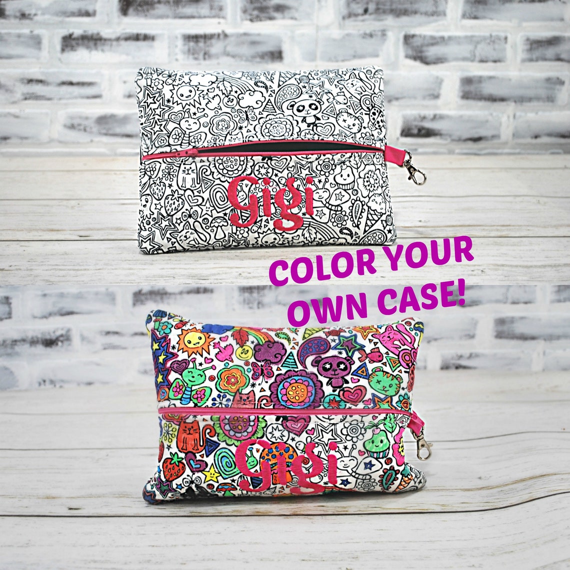 Personalized Color Your Own Pencil Case Back to School Case - Etsy