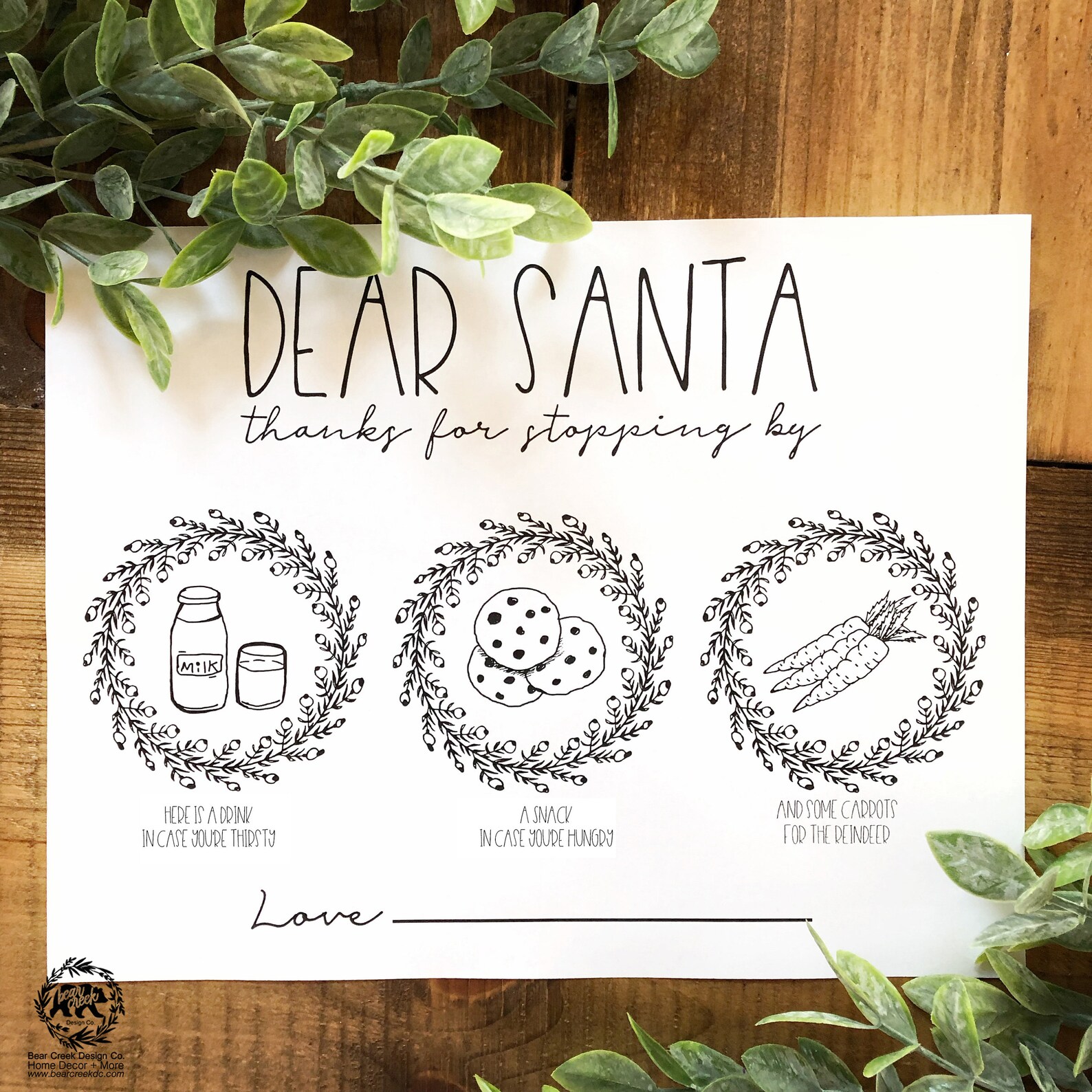 Dear Santa Placemat Printable Dear Santa Place Mat Cookies for | Etsy