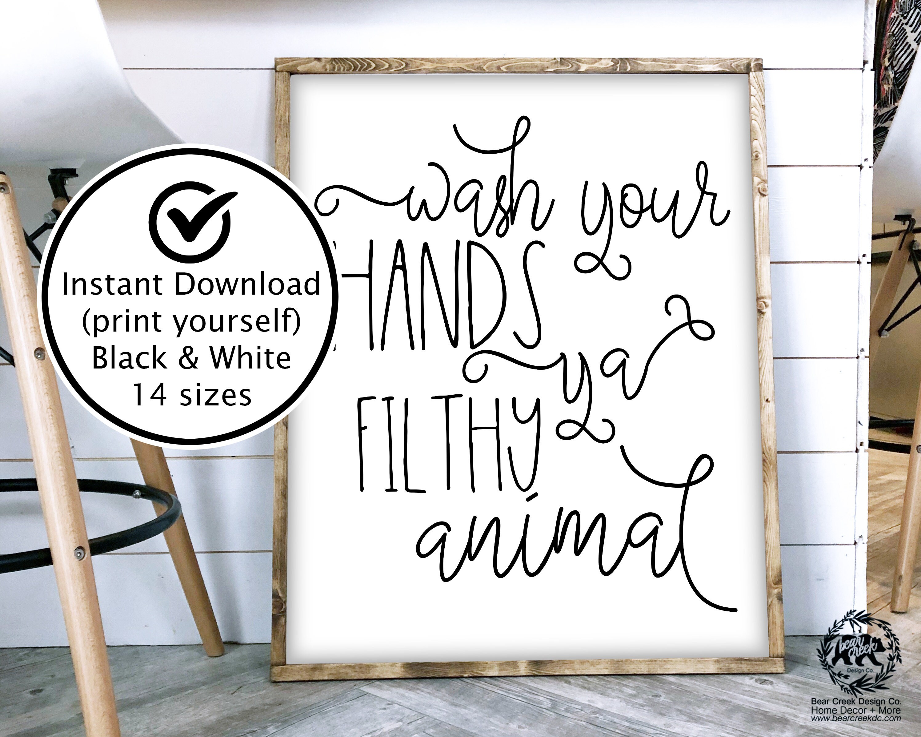 Wash Your Hands Ya Filthy Animal Printable Sign / Funny - Etsy