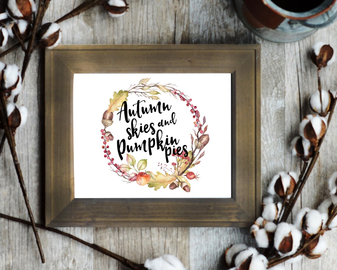 Pumpkin Pie Printable / Rustic Fall Printable / Autumn Skies | Etsy
