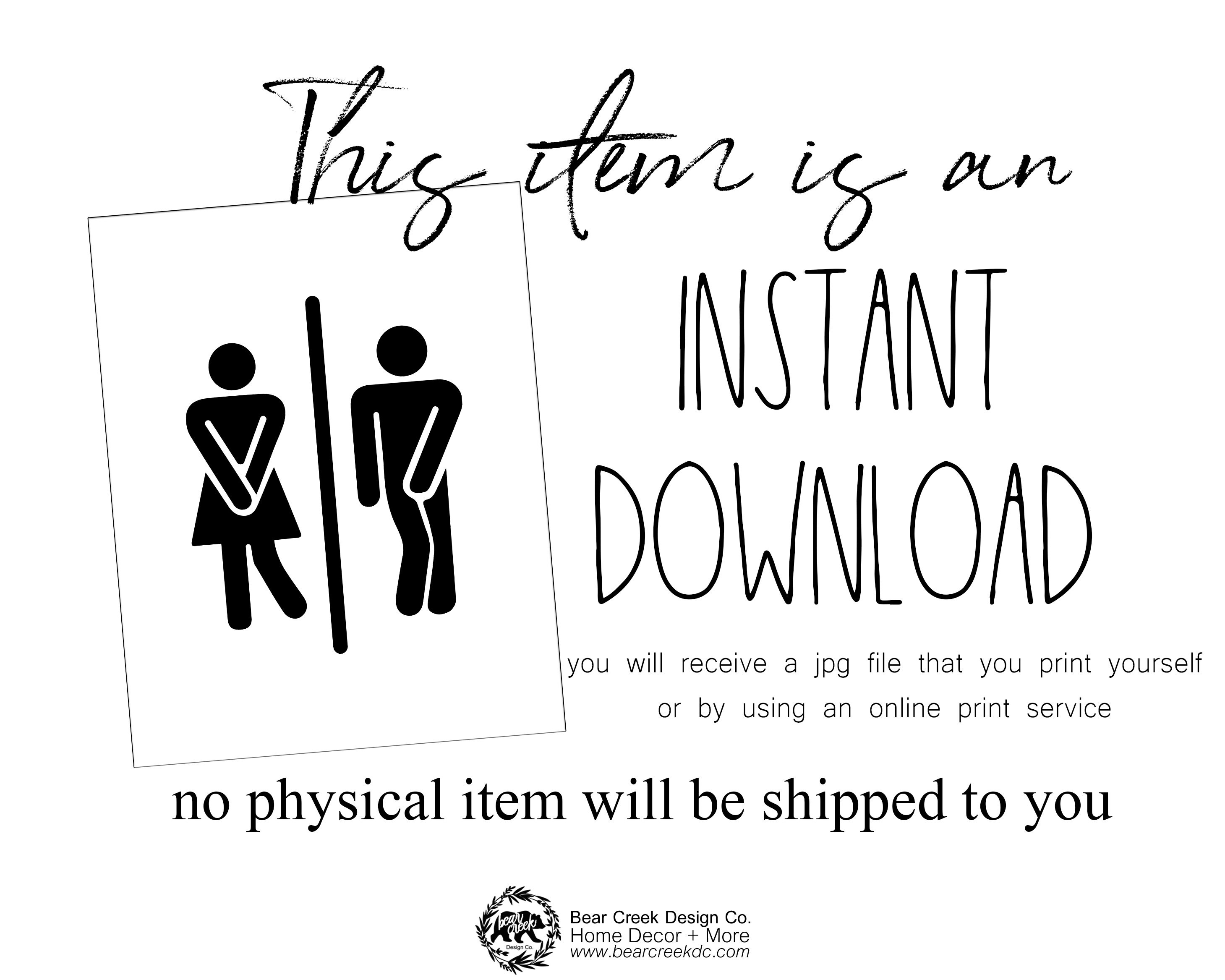 Funny Restroom Sign Printable: Pee Symbol Bathroom Decor (digital ...