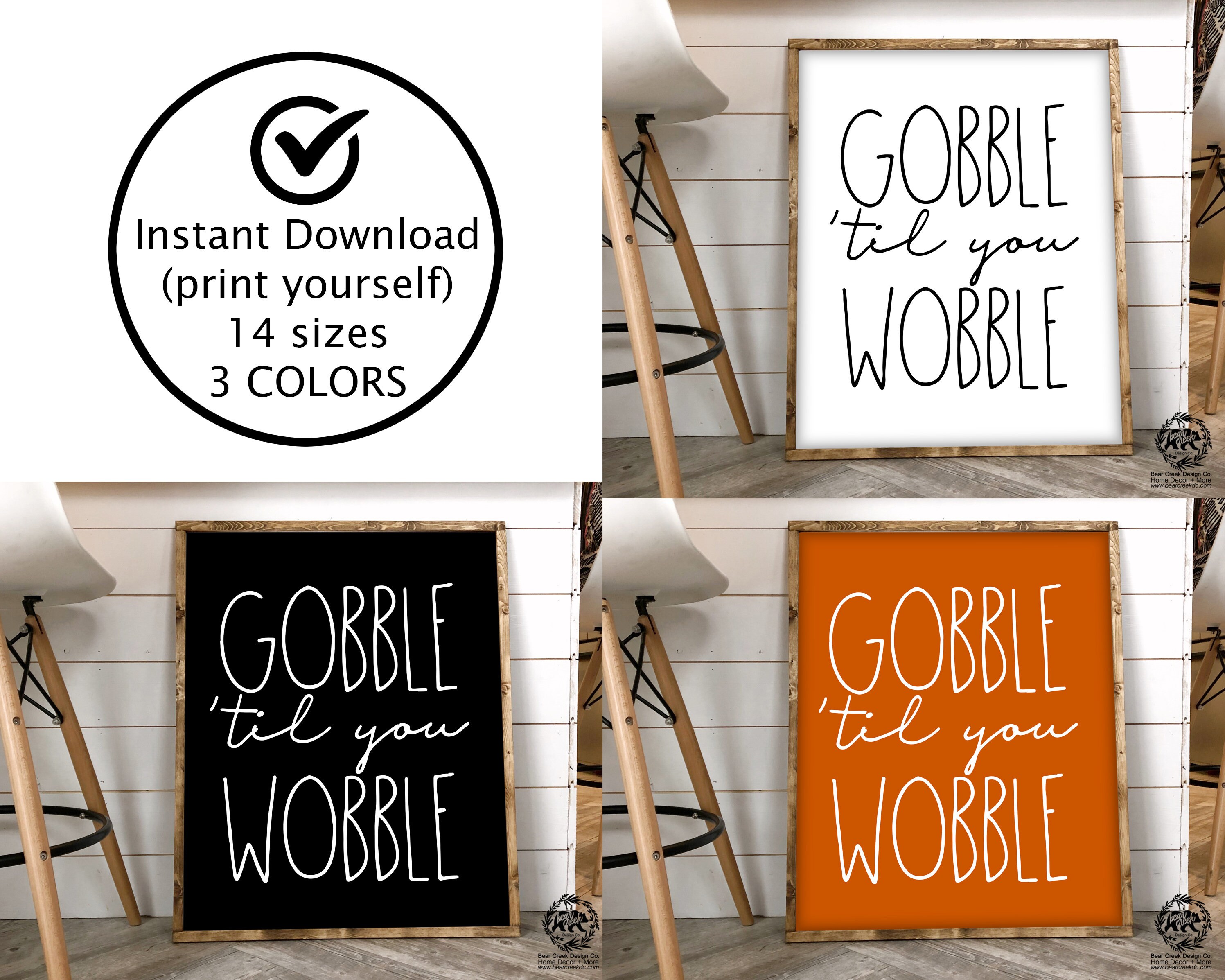 Funny Thanksgiving Signs Gobble Til You Wobble Sign Turkey | Etsy