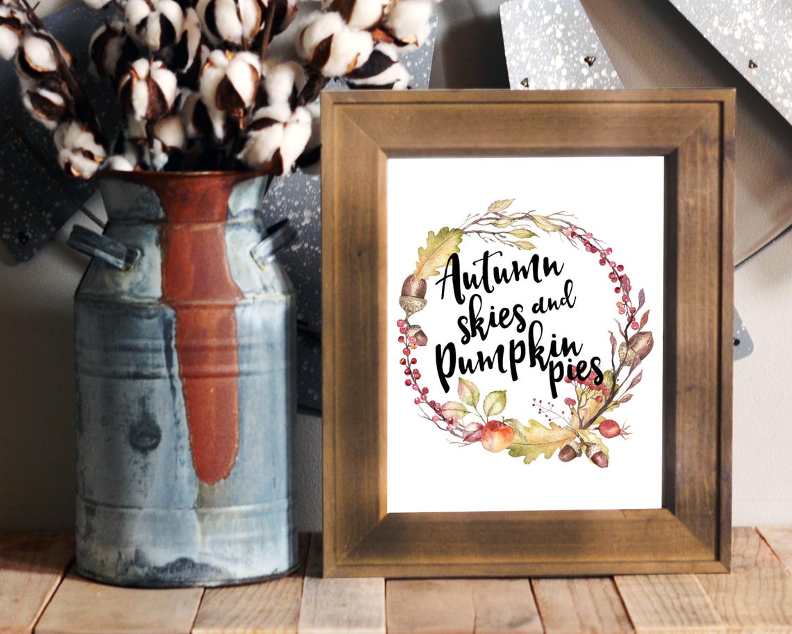 Pumpkin Pie Printable / Rustic Fall Printable / Autumn Skies | Etsy