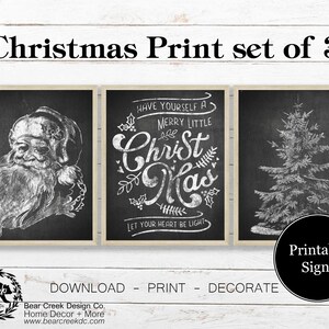 Christmas Prints Set of 3 Vintage Santa Printable Vintage Christmas ...