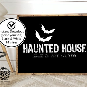 Haunted House Printable Sign / Haunted House Decor Halloween Props ...
