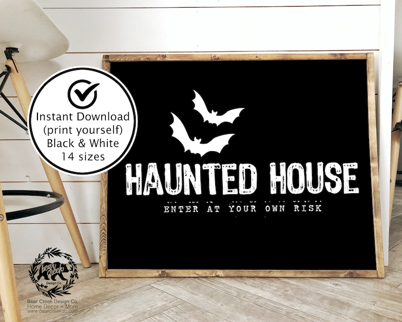Haunted House Printable Sign / Haunted House Decor Halloween - Etsy