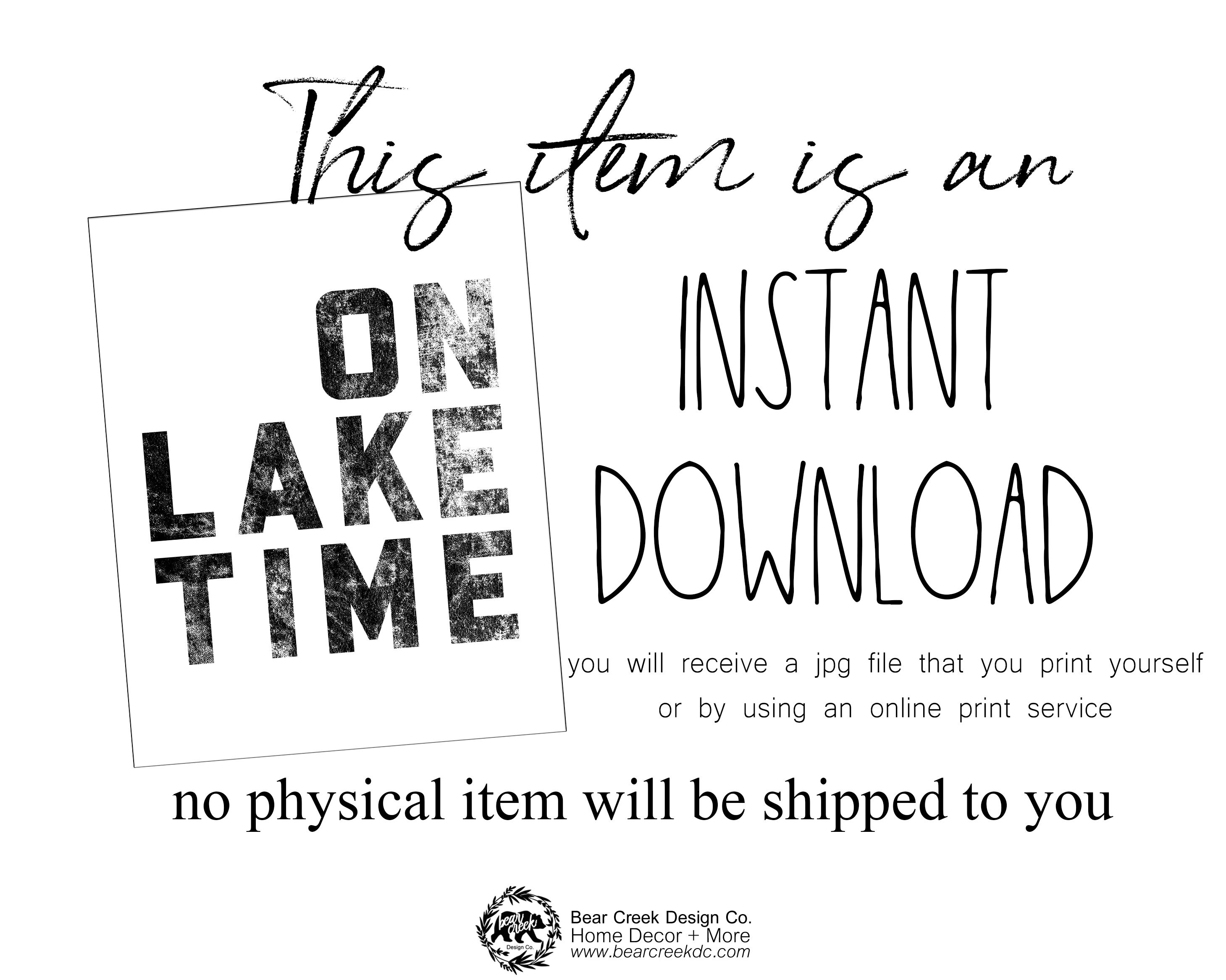 On Lake Time Sign Printable Download Nautical Lake House Sign - Etsy