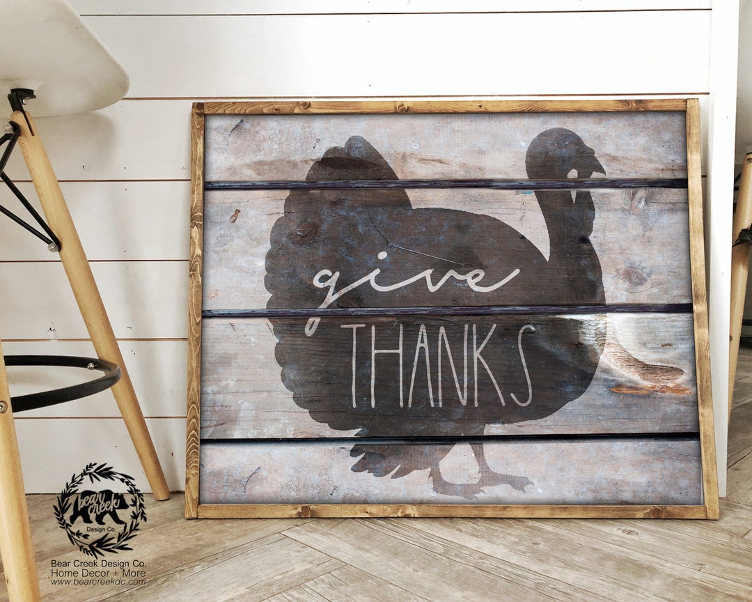 Turkey Sign Give Thanks Give Thanks Printable Thanksgiving Decor ...