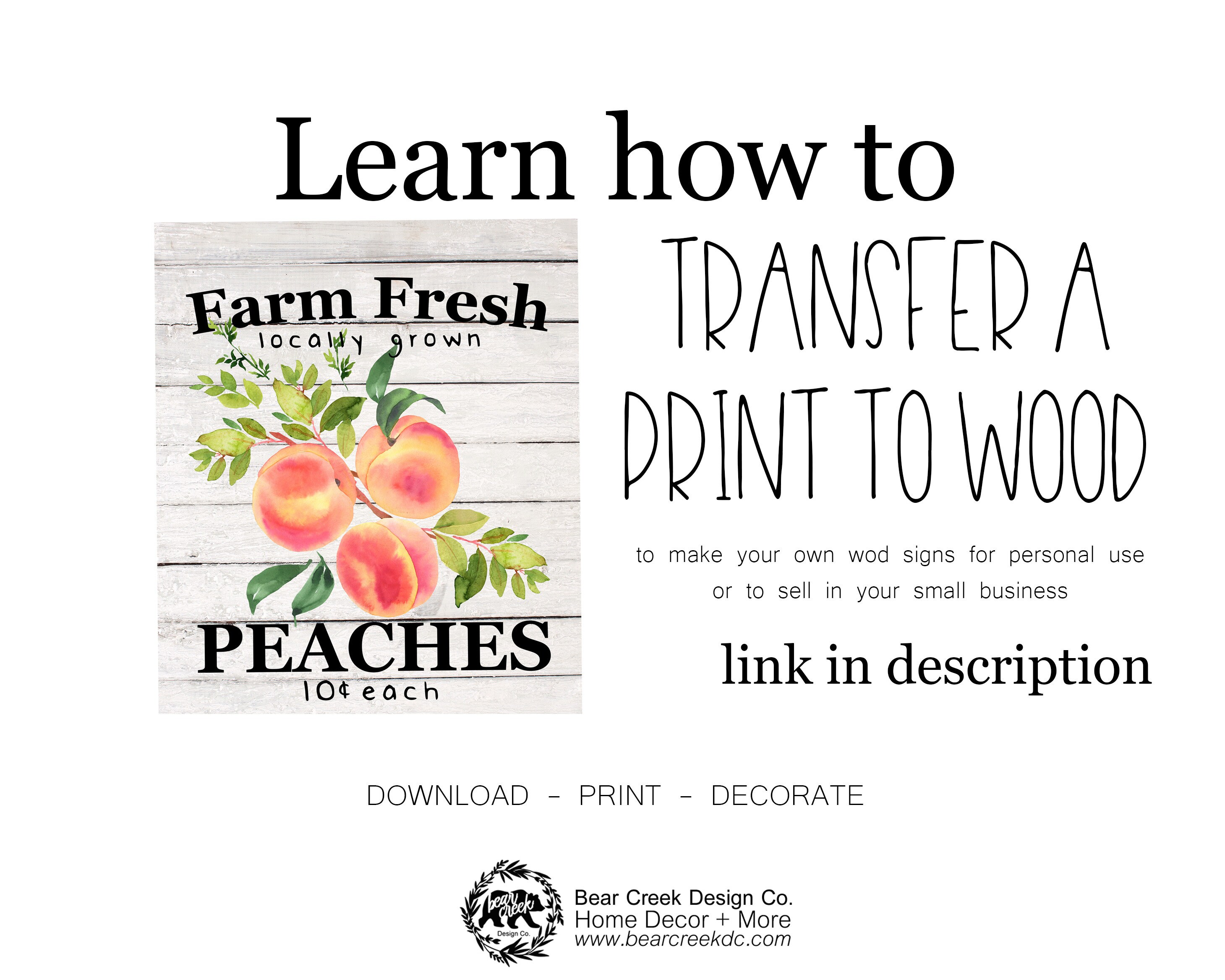 Farm Fresh Peaches Sign Printable Peach Sign Farmhouse | Etsy