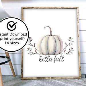 Hello Fall Pumpkin Digital Print / Printable Fall Art / Wall Decor ...