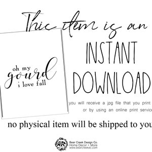 Oh My Gourd I Love Fall Printable Sign Download / Funny Fall Sign Decor ...