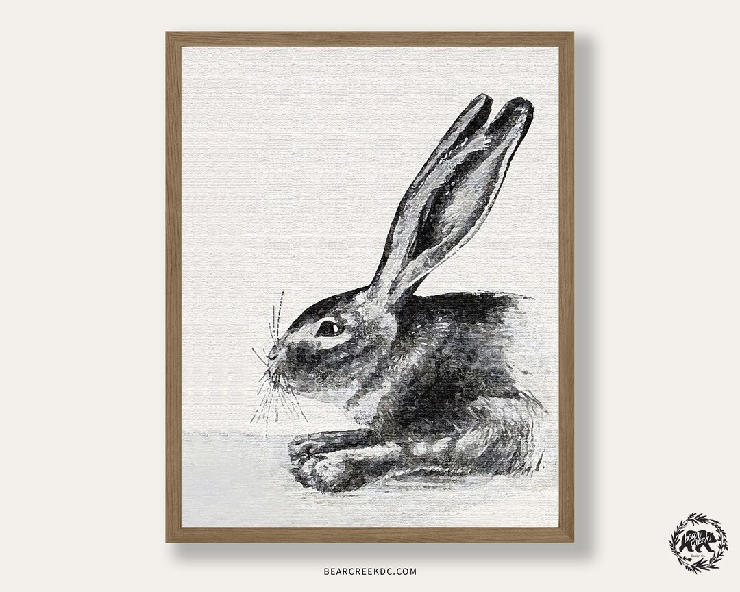 Rabbit Drawing Printable Bunny Art Vintage Rabbit Painting Antique ...