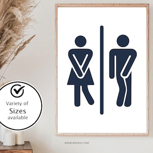 Gotta Go Funny Bathroom Wall Art Pee Sign Bathroom Prints Wall Decor ...