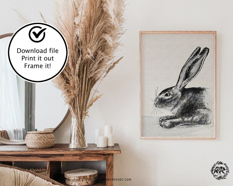 Rabbit Drawing Printable Bunny Art Vintage Rabbit Painting - Etsy