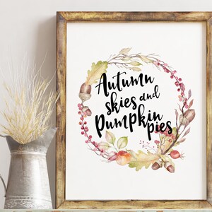 Pumpkin Pie Printable / Rustic Fall Printable / Autumn Skies and ...