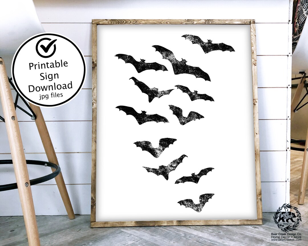 Halloween Bat Sign Halloween Bat Decorations Black Bat Halloween Decor ...