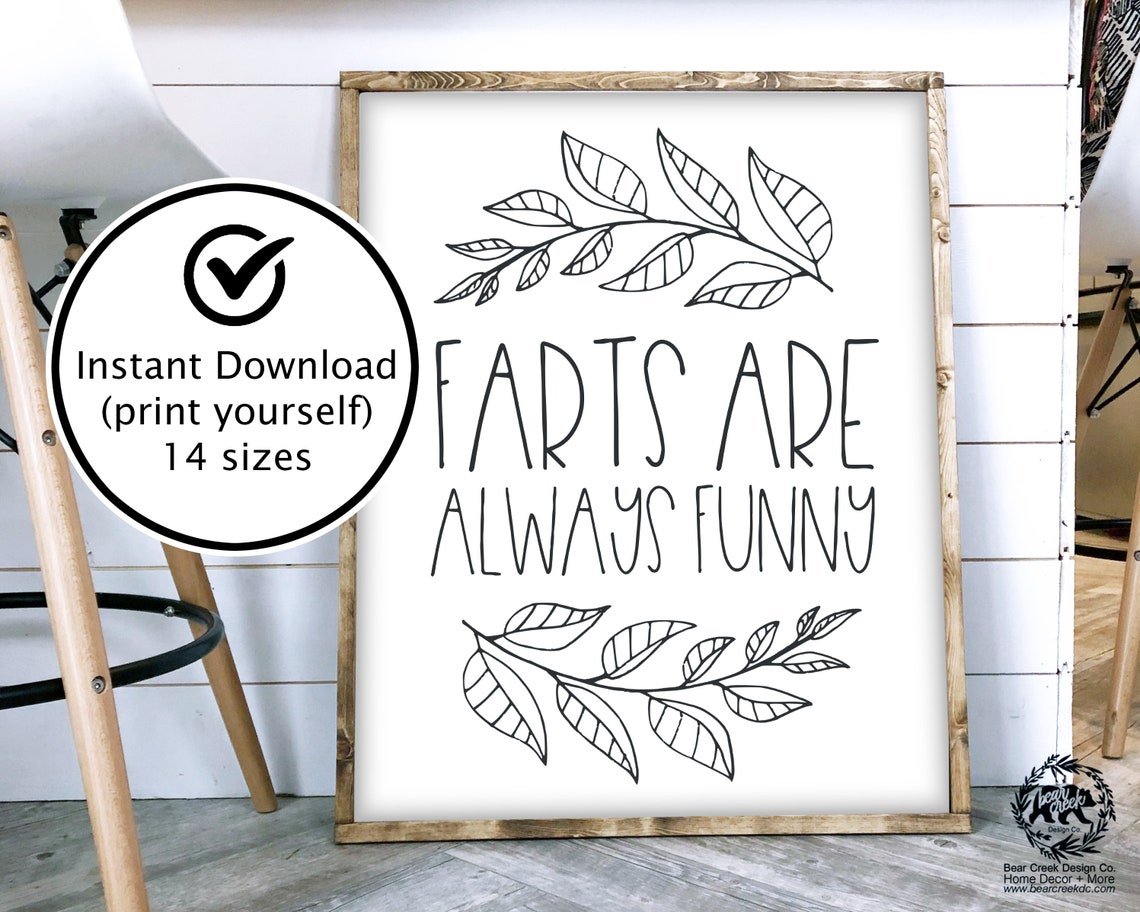 Farts Are Always Funny Bathroom Signs Funny Farmhouse Signs - Etsy
