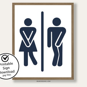 Gotta Go Funny Bathroom Wall Art Pee Sign Bathroom Prints Wall Decor ...