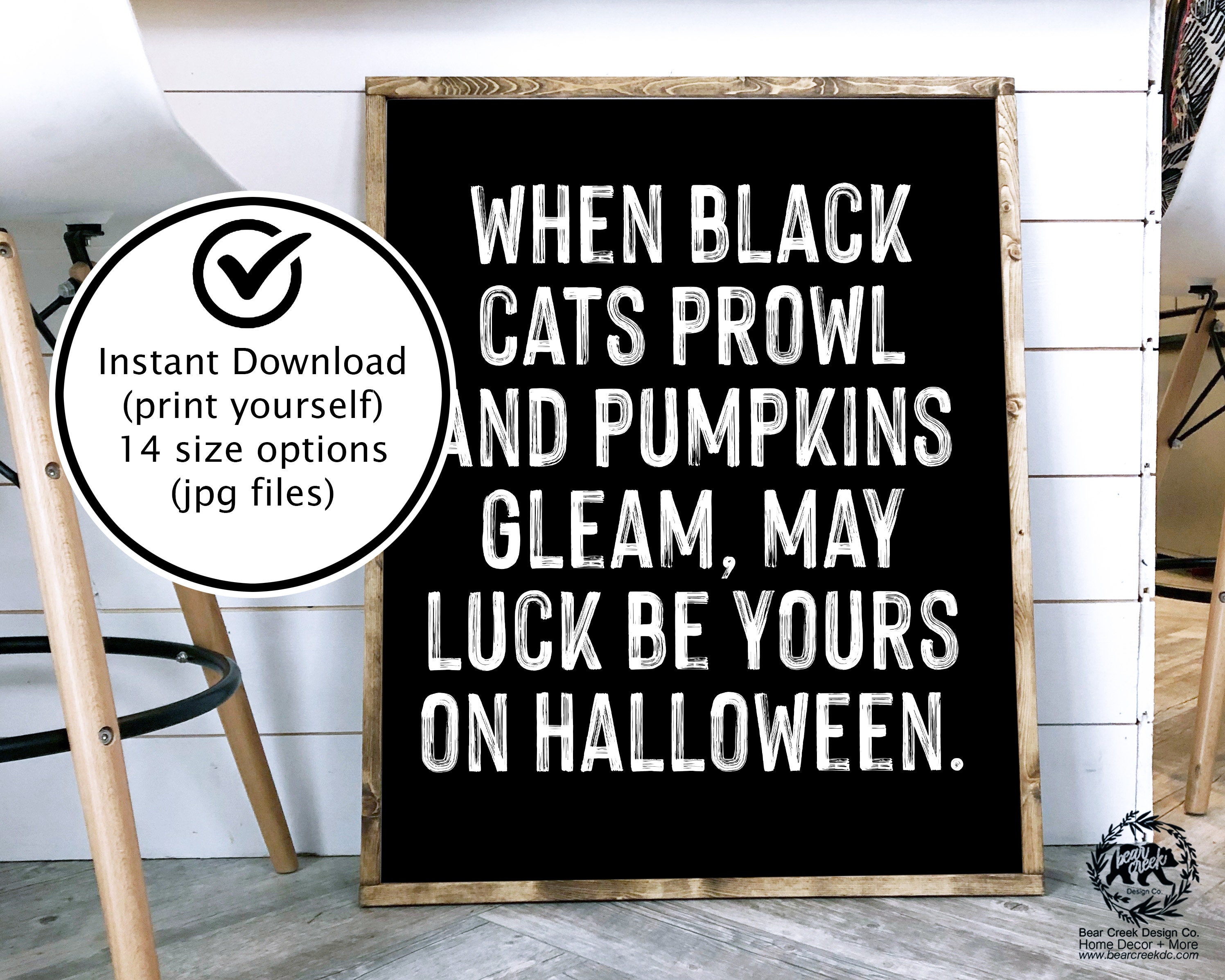 Halloween Sign Printable When Black Cats Prowl and Pumpkins - Etsy