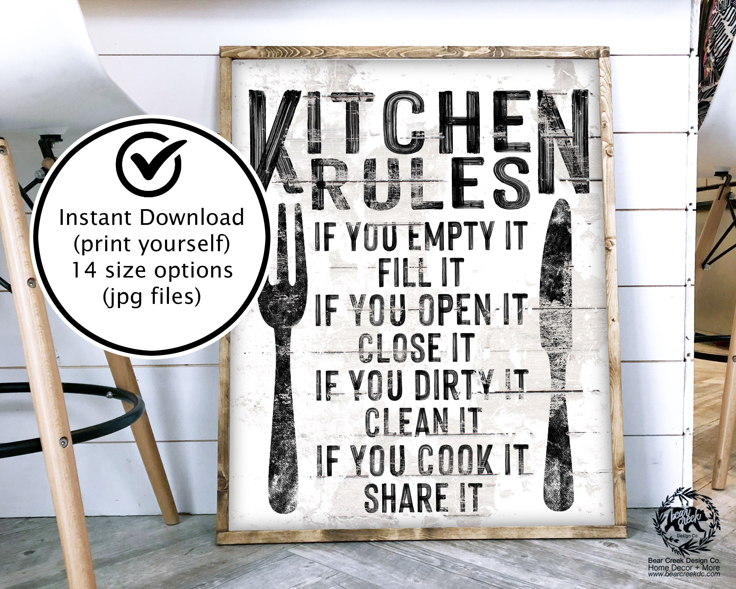Printable Kitchen Signs Kitchen Rules Sign Humorous Kitchen - Etsy