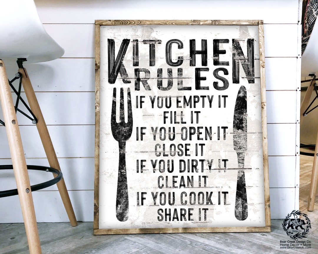 Printable Kitchen Signs Kitchen Rules Sign Humorous Kitchen Signs ...