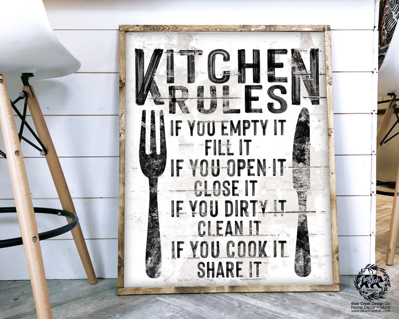Printable Kitchen Signs Kitchen Rules Sign Humorous Kitchen - Etsy
