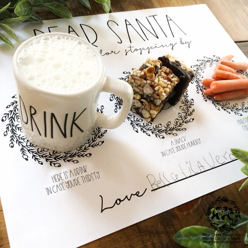 Dear Santa Placemat Printable Dear Santa Place Mat Cookies for | Etsy
