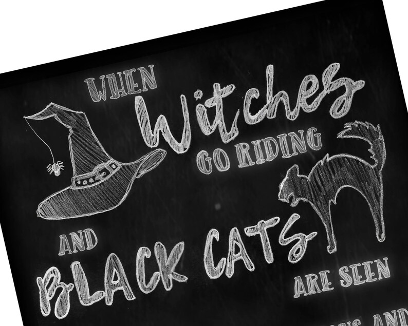 Halloween Chalkboard Printable / When Witches Go Riding / - Etsy