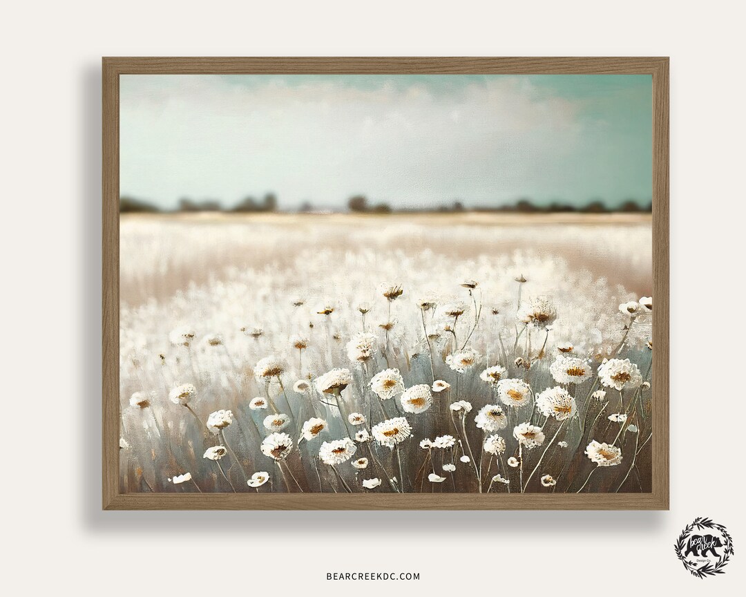 Spring Meadow Painting Landscape Printable Vintage French Country Wall ...
