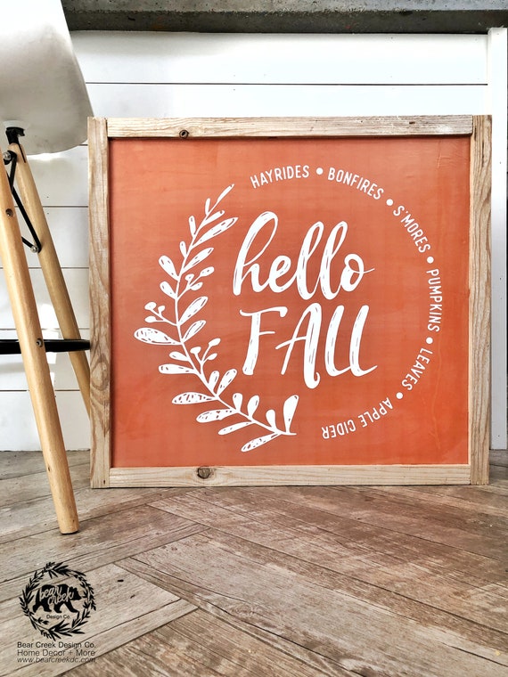 Hello Fall Orange Sign Fall Farmhouse Printable Fall | Etsy