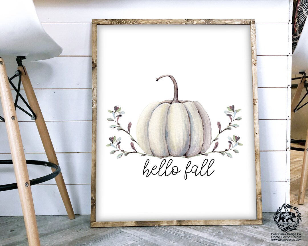 Hello Fall Pumpkin Digital Print / Printable Fall Art / Wall Decor ...