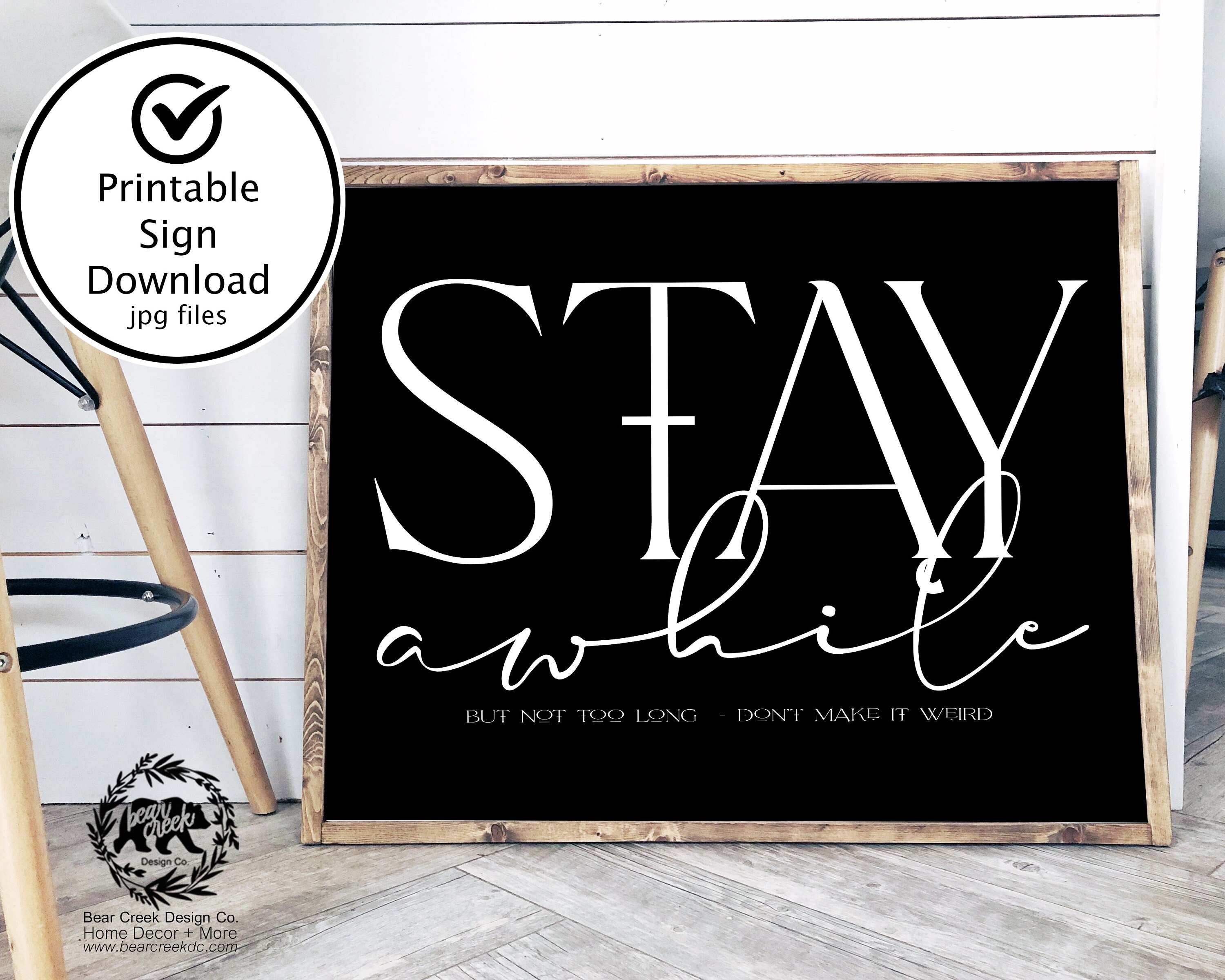 Stay Awhile Printable Funny Instant Download Printable Art | Etsy